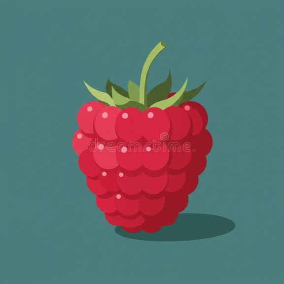 A Stylized, Vector Illustration of a Raspberry (Rubus Idaeus) with ...