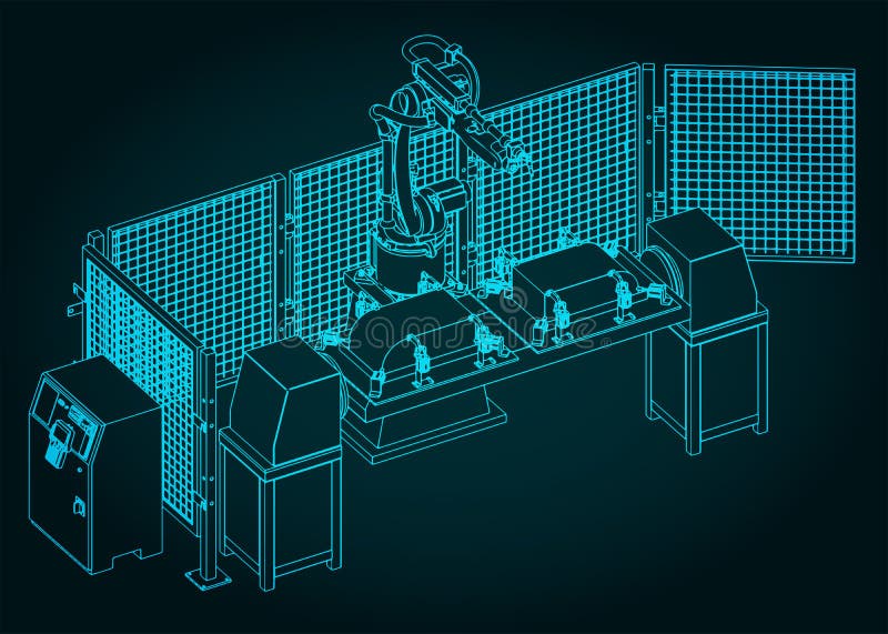 Robotic Welding Line Illustration Stock Vector - Illustration of ...