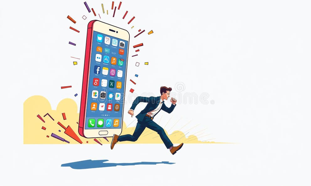 A Stylized Vector Illustration Showing a Man Dashing Away from an ...