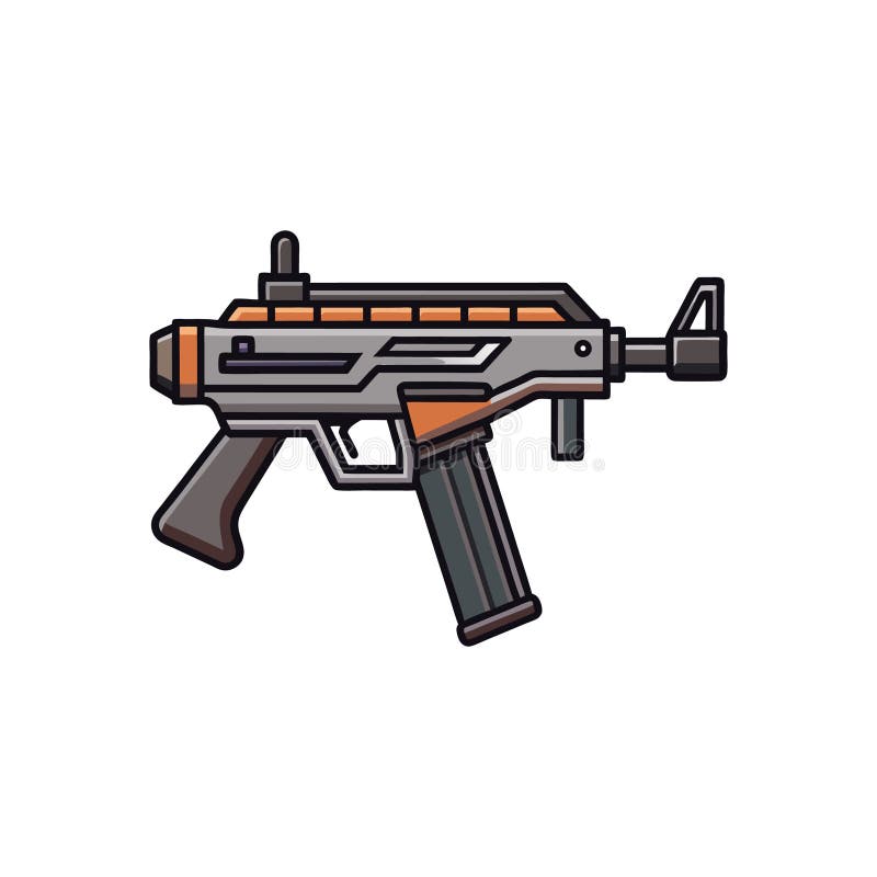 Stylized Vector Illustration of a Submachine Gun Design Stock Photo ...