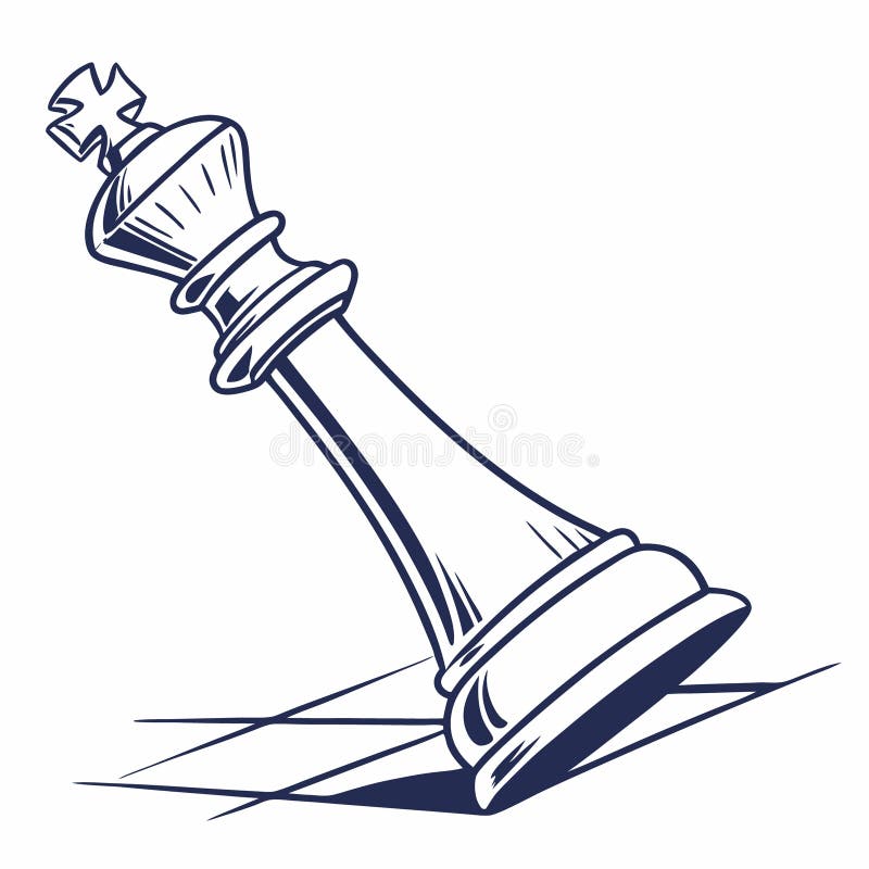 Stylized Vector Illustration of a Toppled Chess King Piece Stock Vector ...