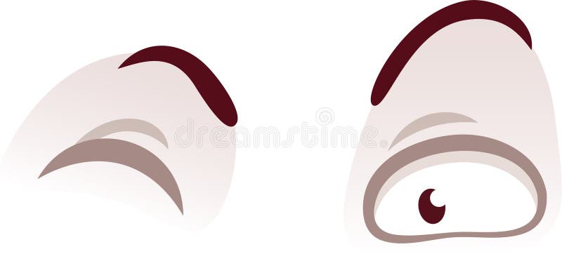 Stylized Vector Illustration of Two Cartoon Eyes, One Looking Sideways ...