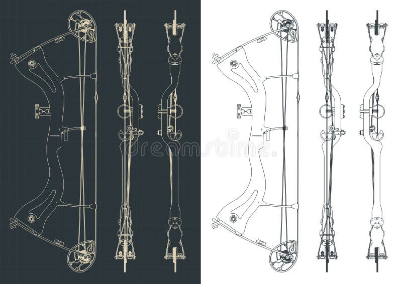 Compound Hunting Bow Blueprints Stock Vector - Illustration of ...