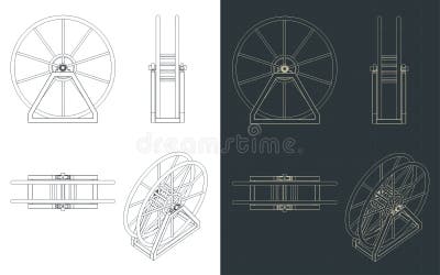 High Voltage Cable Drum Blueprints Stock Vector - Illustration of ...