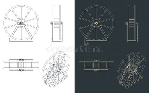 High Voltage Cable Drum Blueprints Stock Vector - Illustration of ...