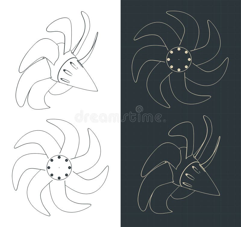 Submarine Propeller Blueprints Stock Vector - Illustration of sketch ...