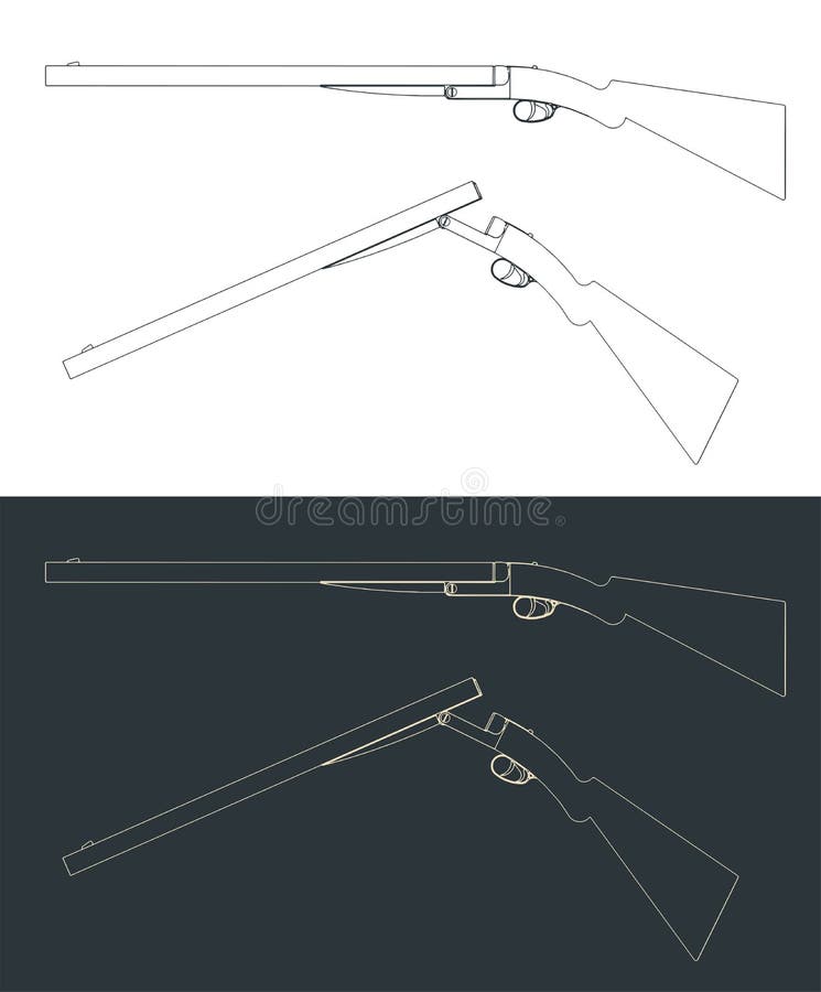 Shotgun blueprints stock vector. Illustration of drawing - 243398420