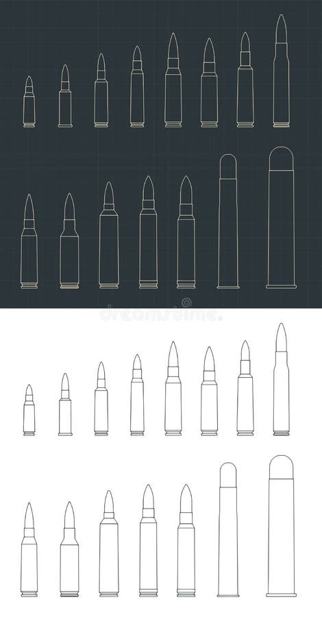 Bullets of Various Calibers Set Stock Vector - Illustration of danger ...