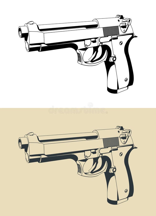 Semi-automatic Pistol Illustrations Stock Vector - Illustration of ...
