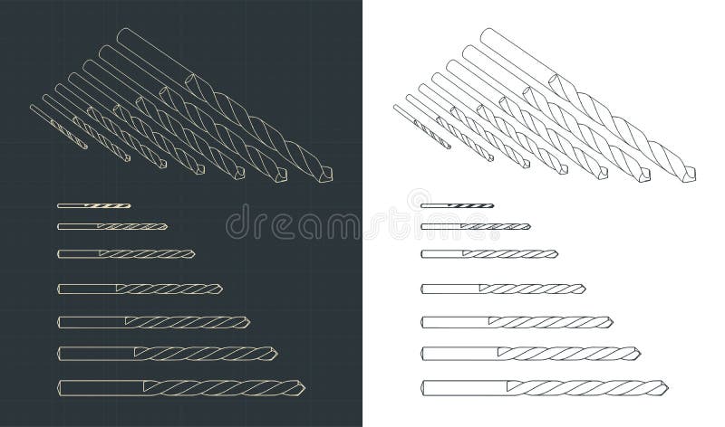 Drill Bits Drawing Set stock vector. Illustration of drill - 212902538