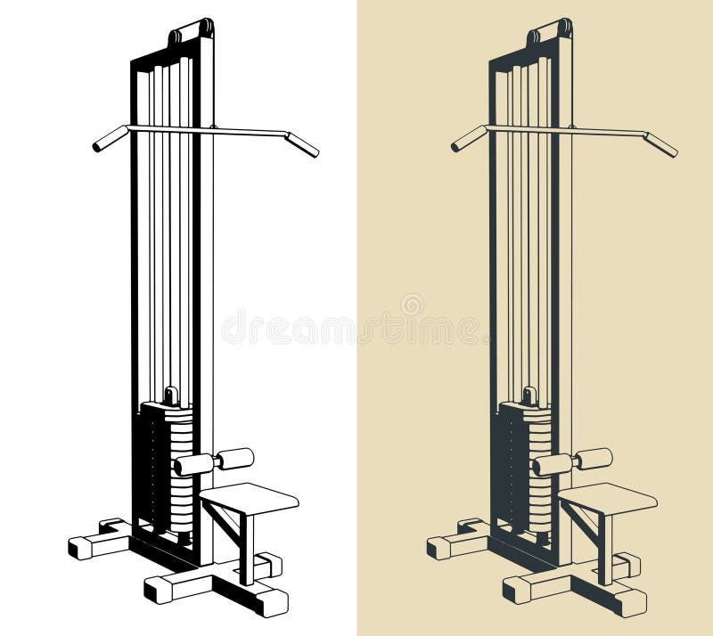 Lat Pulldown Exercise Machine Stock Vector - Illustration of training ...