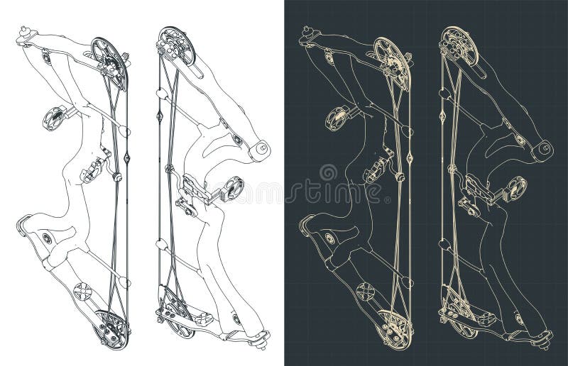 Compound Hunting Bow Isometric Blueprints Stock Vector - Illustration ...