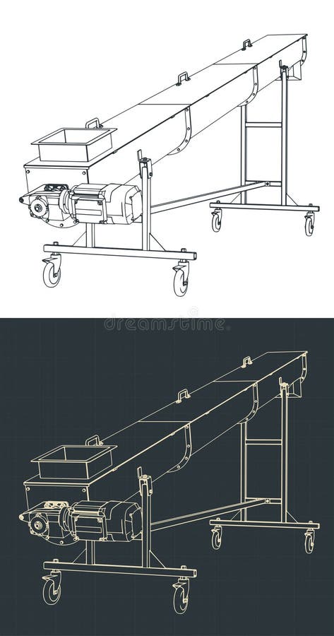 Conveyor Belt with a Metal Detector Blueprints Stock Vector ...