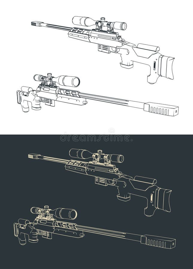 Large Caliber Sniper Rifle Sketches Stock Vector - Illustration of ...
