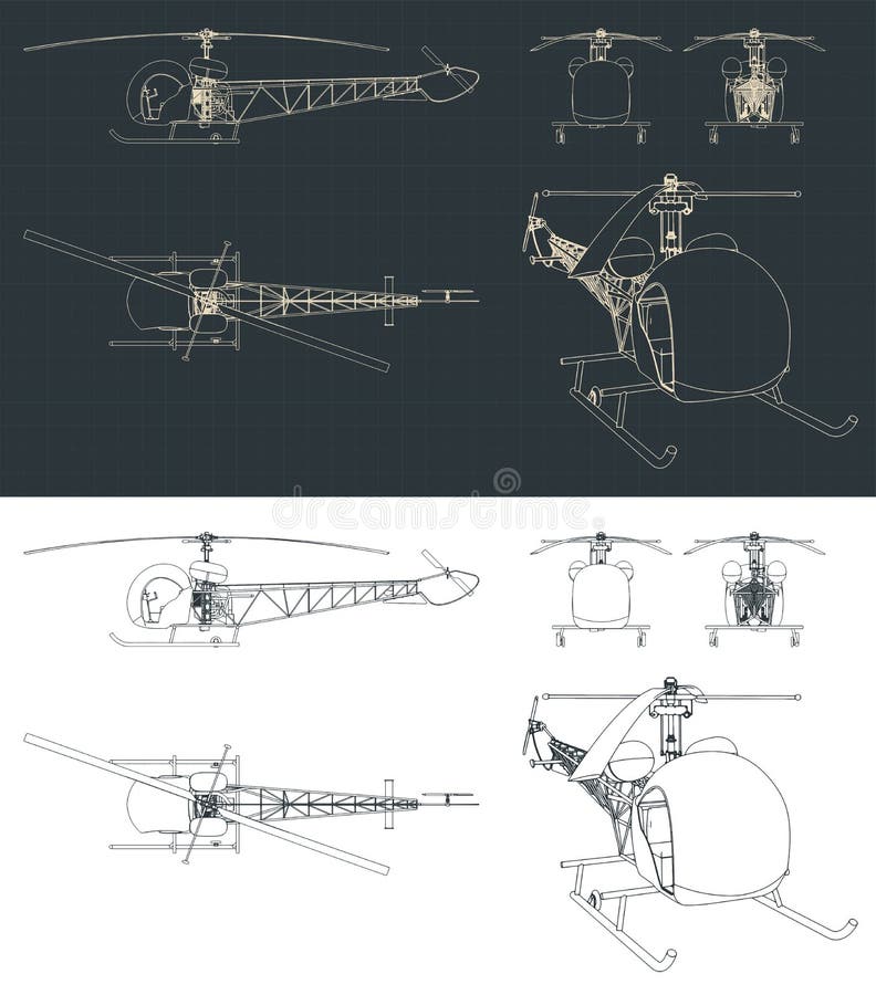 Light Helicopter Blueprints Stock Vector - Illustration of symbol ...