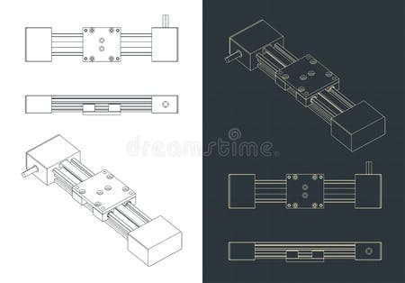 Linear actuator drawings stock vector. Illustration of manufacturing ...