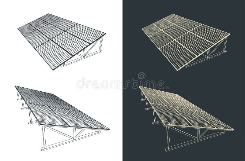 Stationary solar panels stock illustration. Illustration of electricity ...