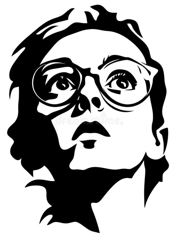 Stylized Vector Portrait Face with Glasses for Artistic Projects Stock ...