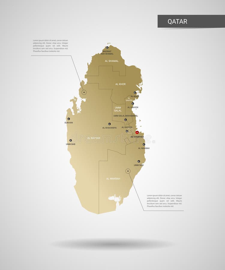 Stylized Qatar Map Vector Illustration. Stock Vector - Illustration of ...