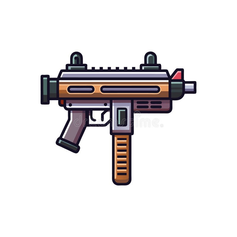 Stylized Vector Illustration of Compact Submachine Gun Weapon Stock ...