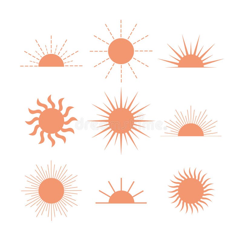 Stylized Vector Sun Icons Set Stock Vector - Illustration of stylized ...