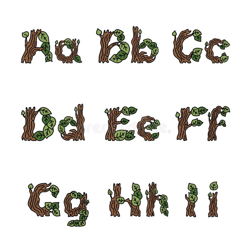 Tree font 1 stock vector. Illustration of preschool - 199173239