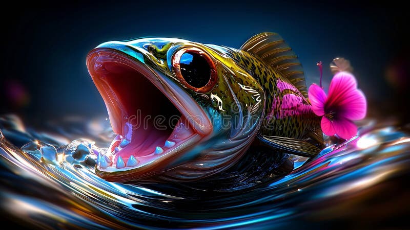 Stylized Vibrant Fish with Unique Textures and Bold Colors Stock ...