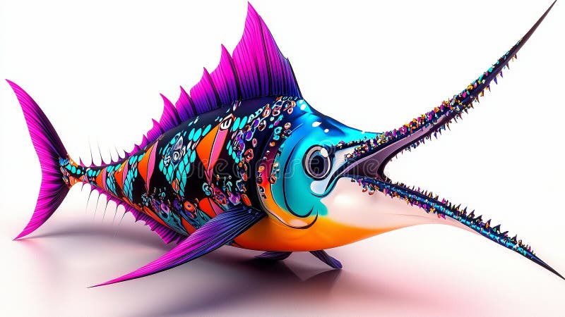Stylized Vibrant Fish with Unique Textures and Bold Colors Stock ...