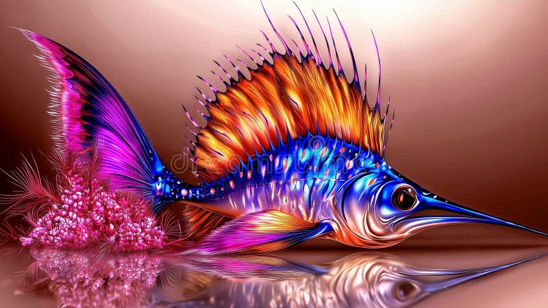 Stylized Vibrant Fish with Unique Textures and Bold Colors Stock ...