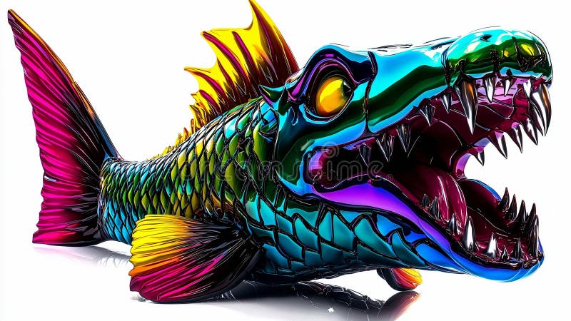 Stylized Vibrant Fish with Unique Textures and Bold Colors Stock ...