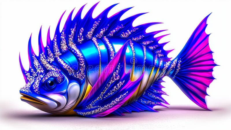 Stylized Vibrant Fish with Unique Textures and Bold Colors Stock ...