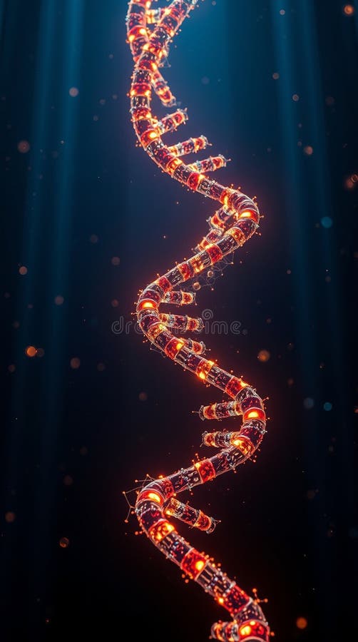 Glowing DNA Helix, Abstract Representation of Genetic Code. Intricate ...