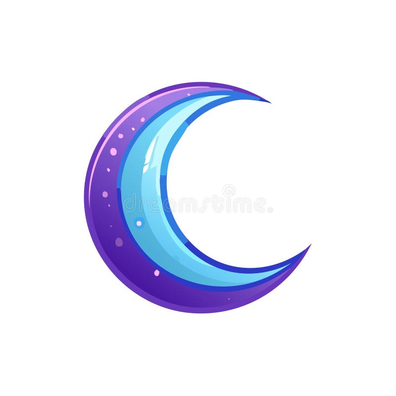 Stylized Vibrant Purple Blue Gradient Crescent Moon Illustration for Night Sky Design Stock ...