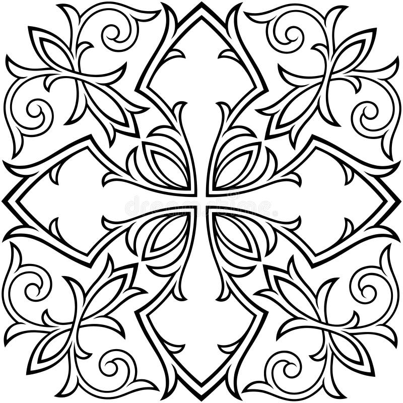 Stylized Victorian Gothic Ornamental Cross Stock Vector - Illustration ...