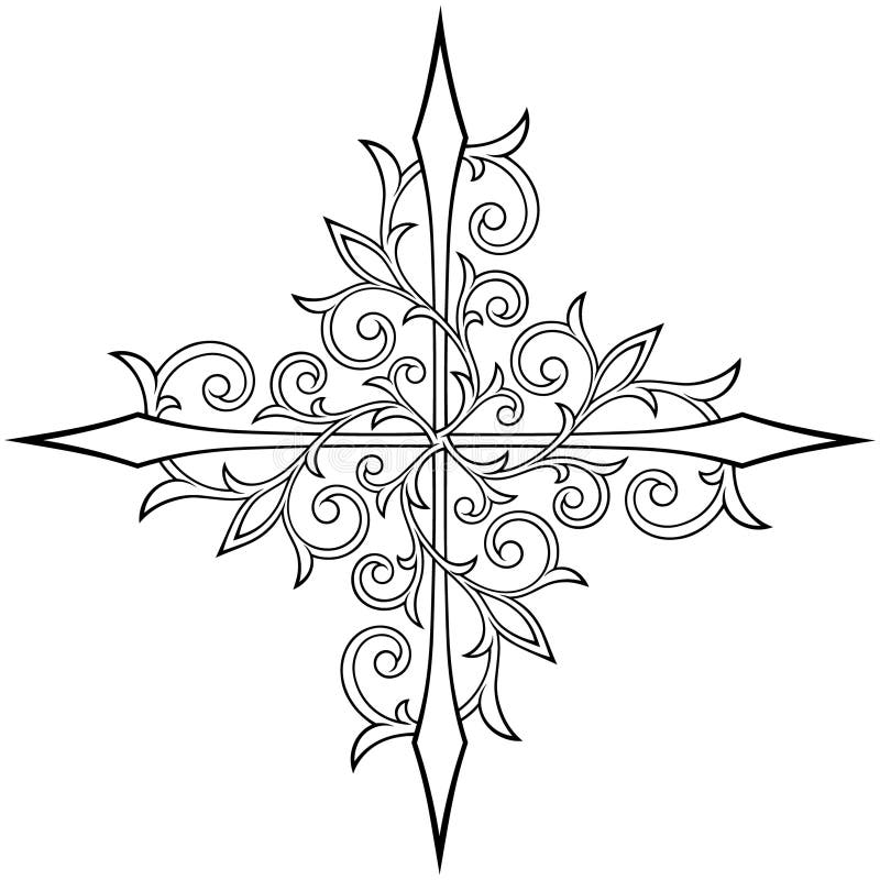Stylized Victorian Gothic Ornamental Cross Stock Vector - Illustration ...