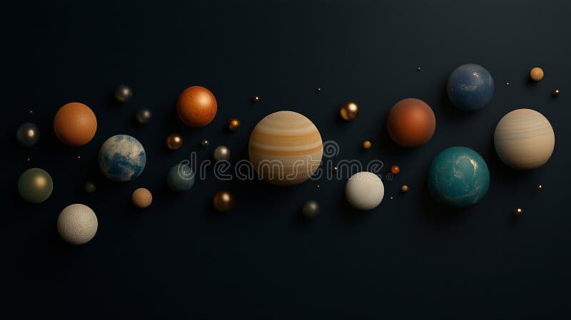 A Generative AI Illustration of a Solar System with Planets Arranged in ...
