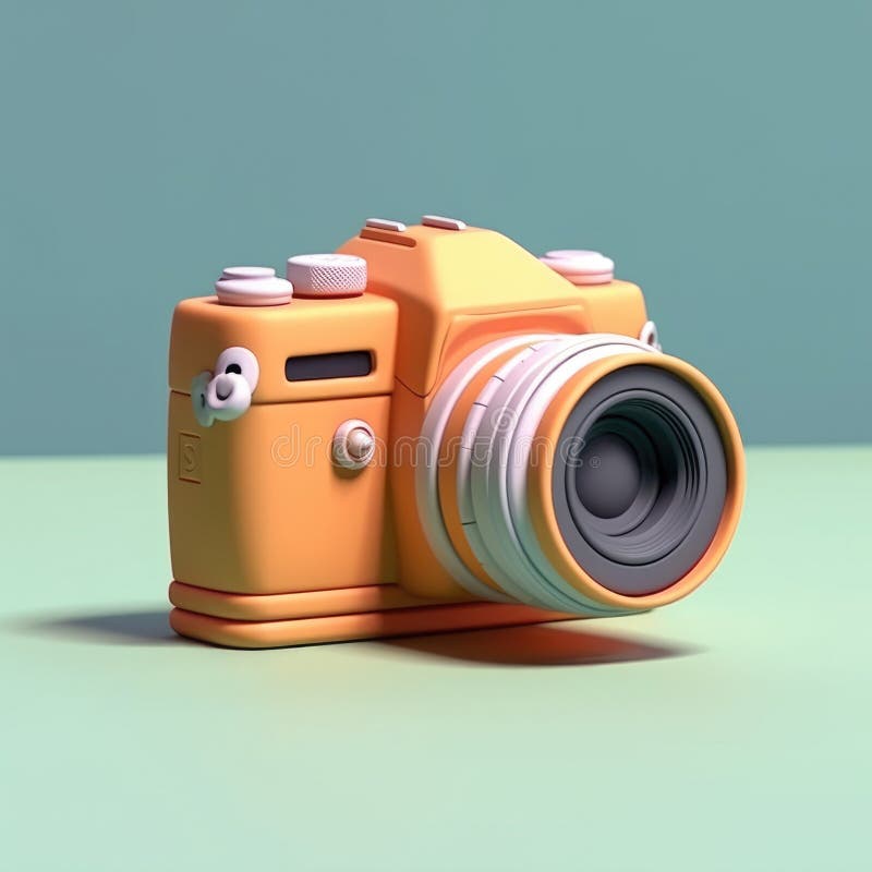 Stylized Vintage Film Camera Image with 3D Effect on Blue Background ...
