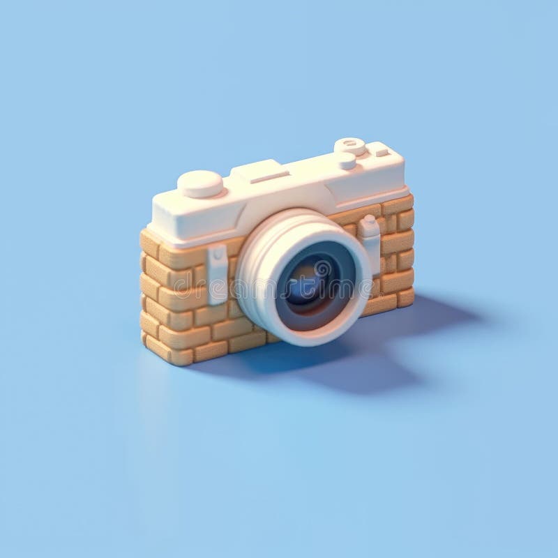 Stylized Vintage Film Camera Image with 3D Effect on Blue Background ...