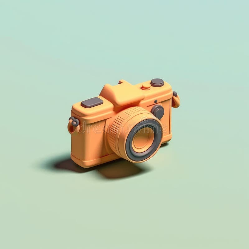 Stylized Vintage Film Camera Image with 3D Effect on Blue Background ...