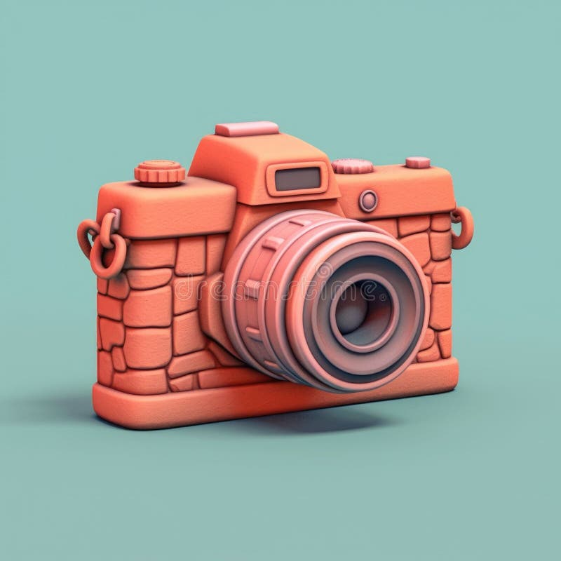 Stylized Vintage Film Camera Image with 3D Effect on Blue Background ...