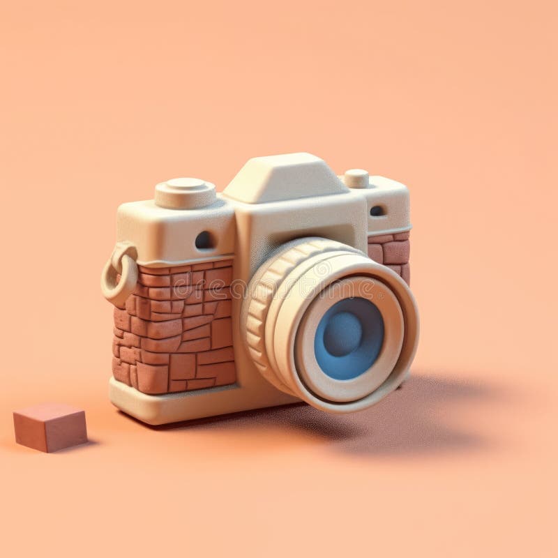 Stylized Vintage Film Camera Image with 3D Effect on Orange Background ...
