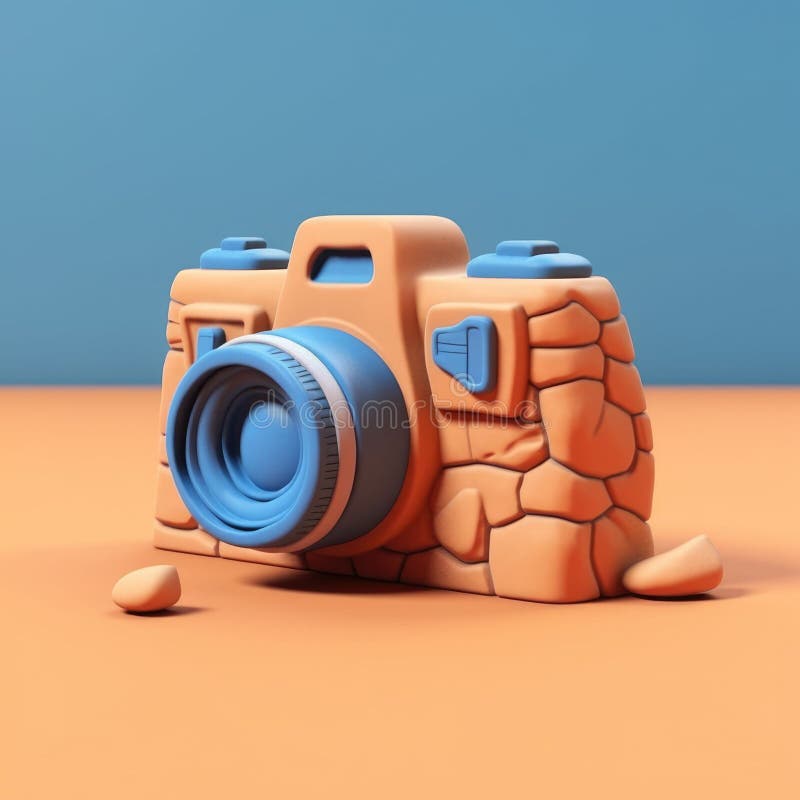 Stylized Vintage Film Camera Image with 3D Effect on Orange Background ...