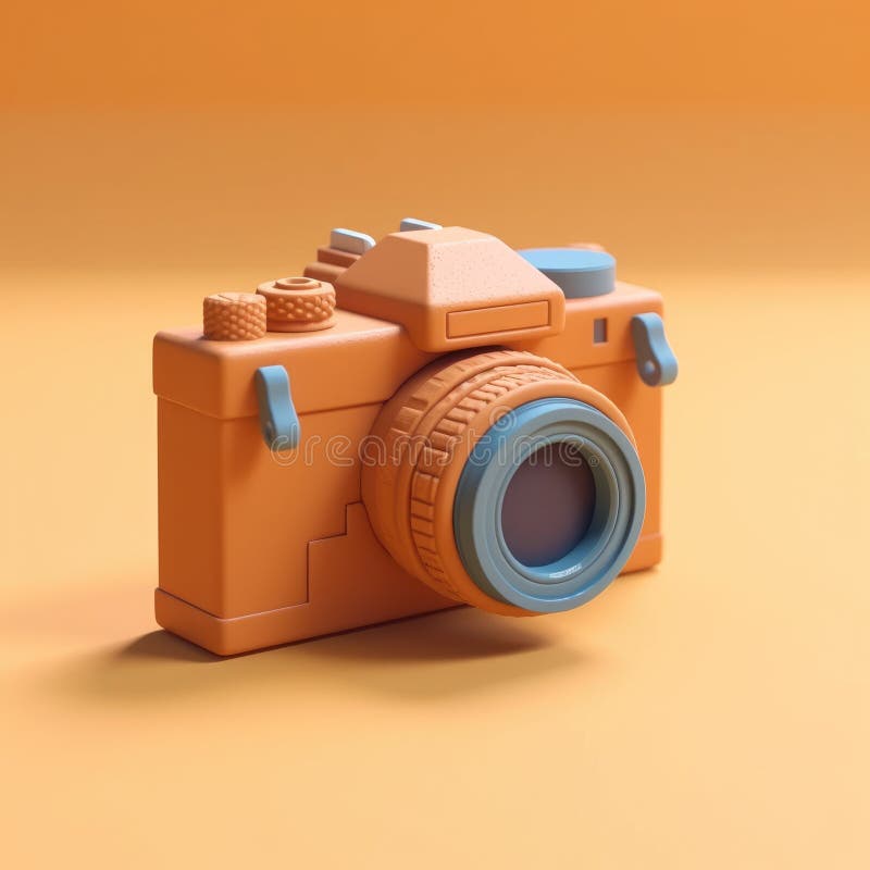 Stylized Vintage Film Camera Image with 3D Effect on Orange Background ...