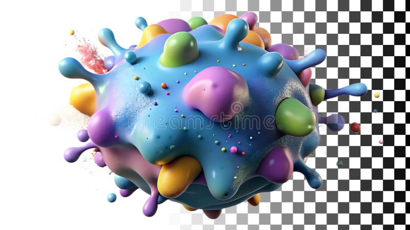 Stylized Virus Cell Microorganism Microbe Pathogen Abstract Model Png ...