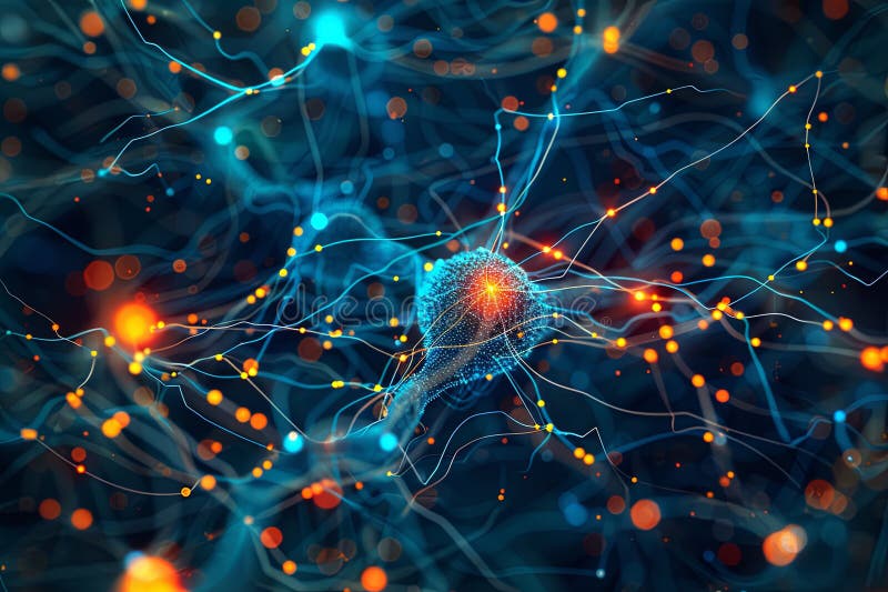A Stylized Visual Representation Of A Neural Network Highlighting The