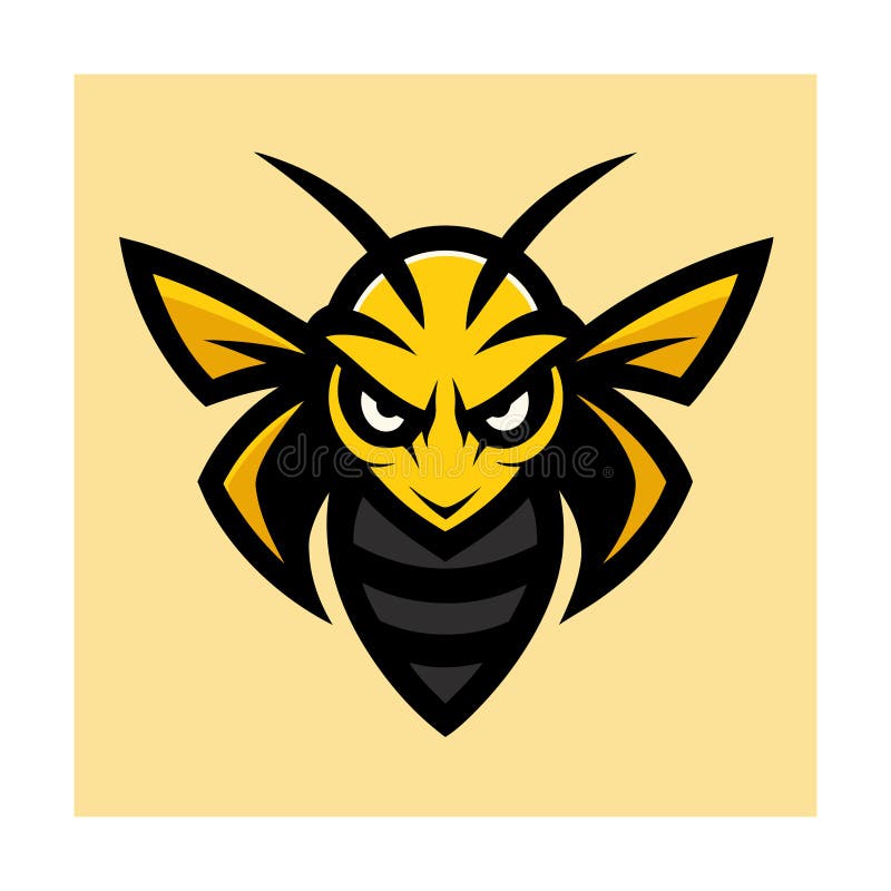 Stylized Wasp Head Vector Logo with Bold Yellow and Blue Stock Vector ...