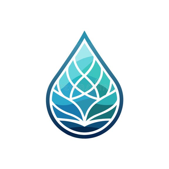 Stylized Water Drop Logo Design with Intricate Geometric Pattern in ...