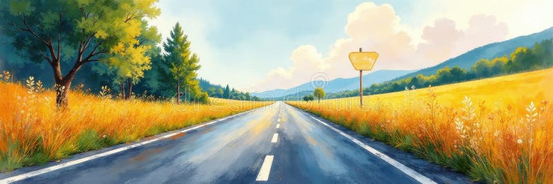 Stylized Watercolor Road Signs, Dynamic Textures, Life S Paths ...