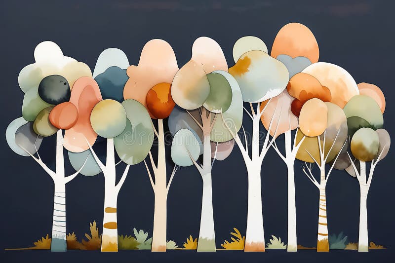 Stylized Watercolor Tree Illustration Stock Illustration - Illustration ...