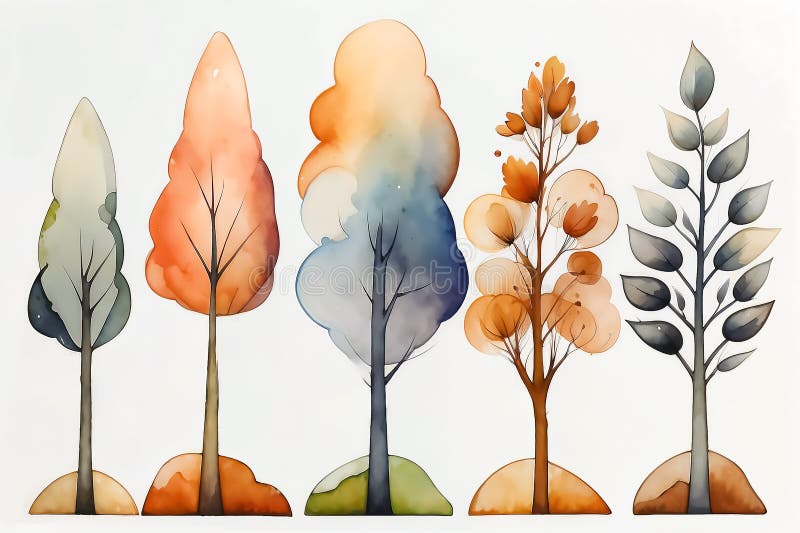 Stylized Watercolor Tree Illustration Stock Illustration - Illustration ...